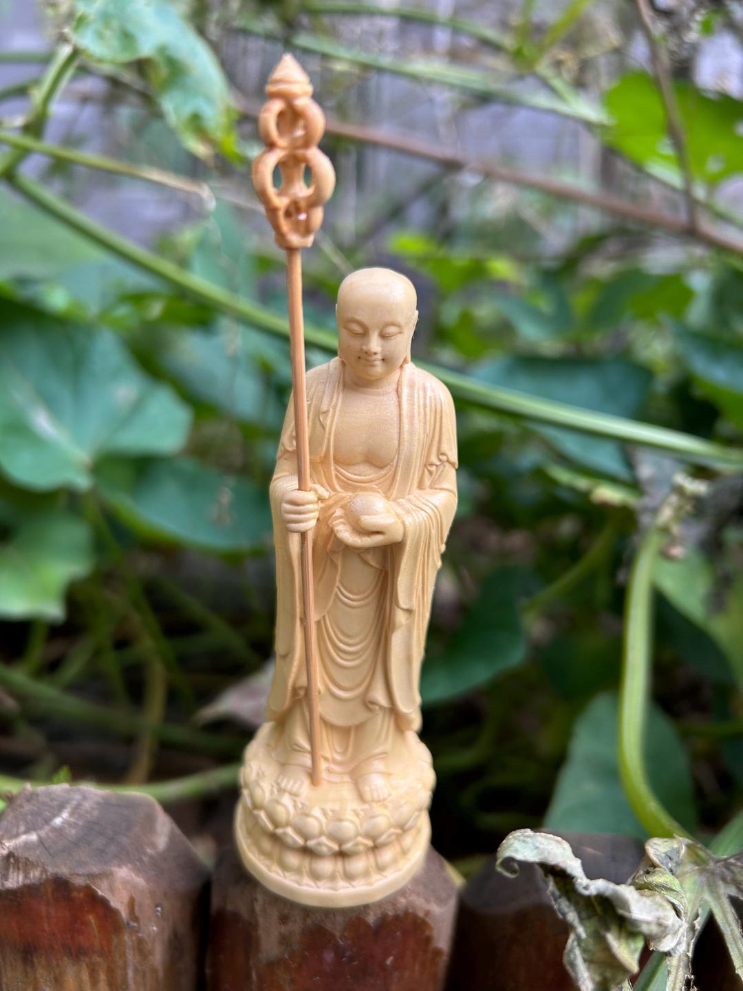 Solid Wood Carved Ksitigarbha Bodhisattva Statue Goddess Statue ...