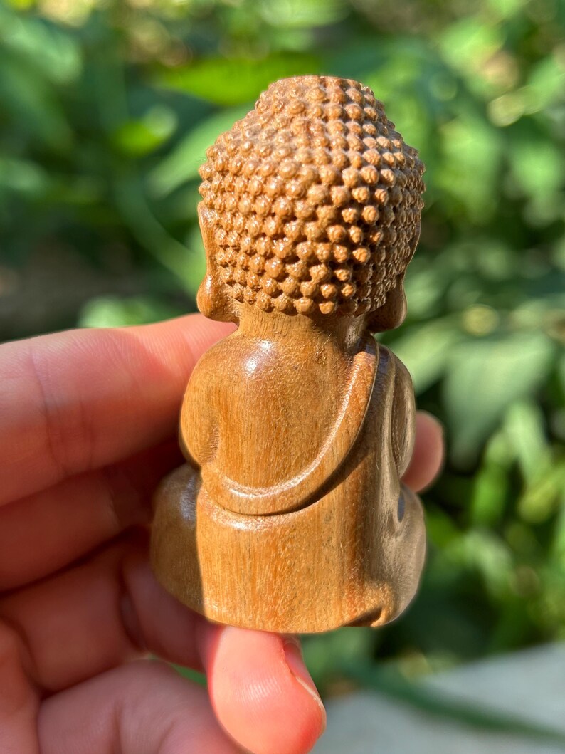 Tibet Wood Buddha Statue, Vintage Hand Carved Wood Monk Figurine ...