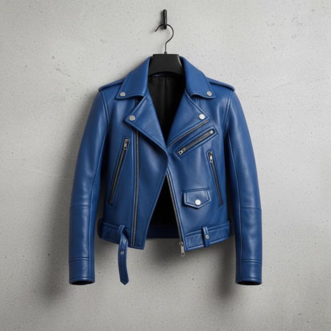Handmade Blue Leather Biker Jacket – Men's Slim Fit - Etsy