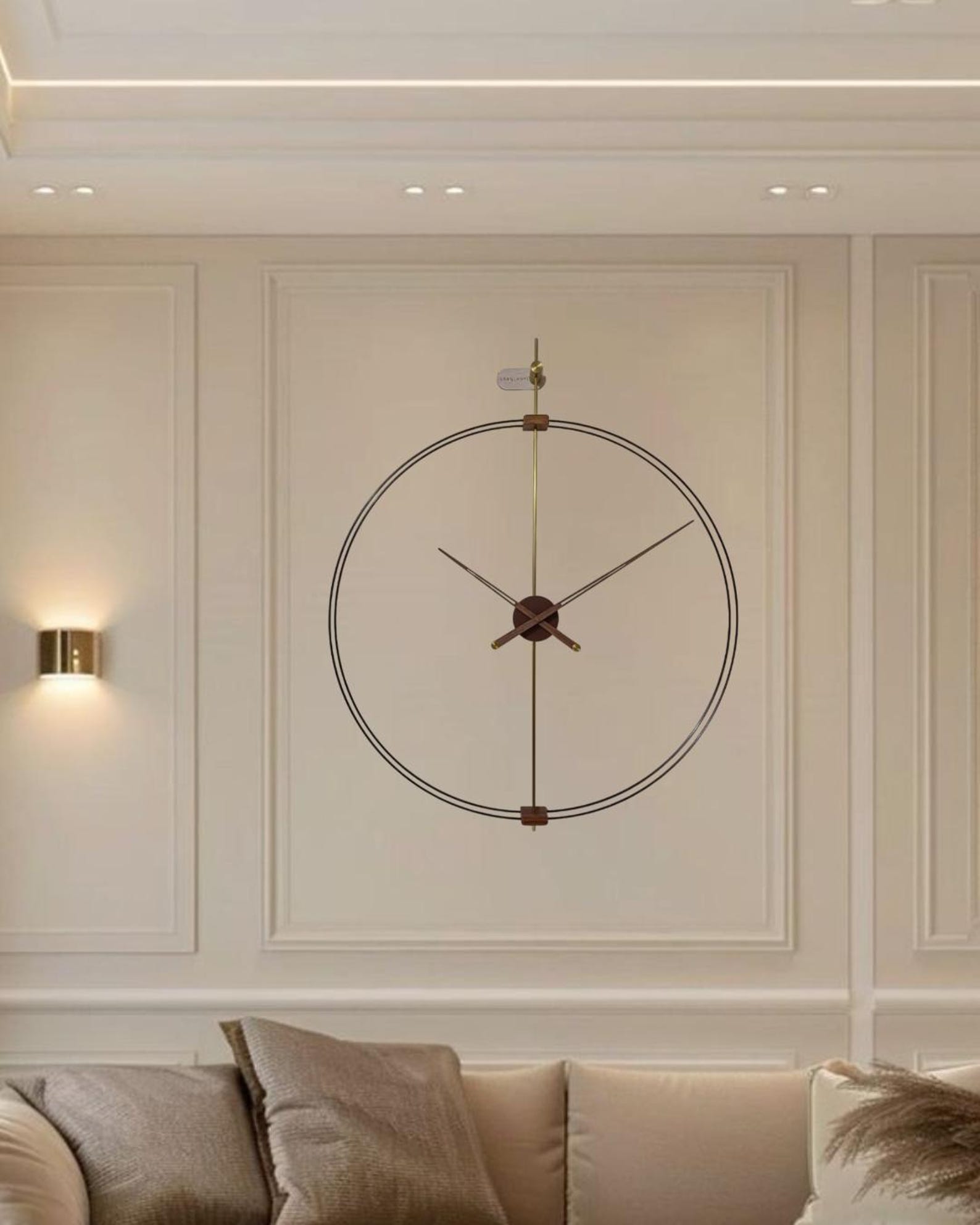 Oversized Black Metal Circle Wall Clock Modern Minimalist Decor Silent ...