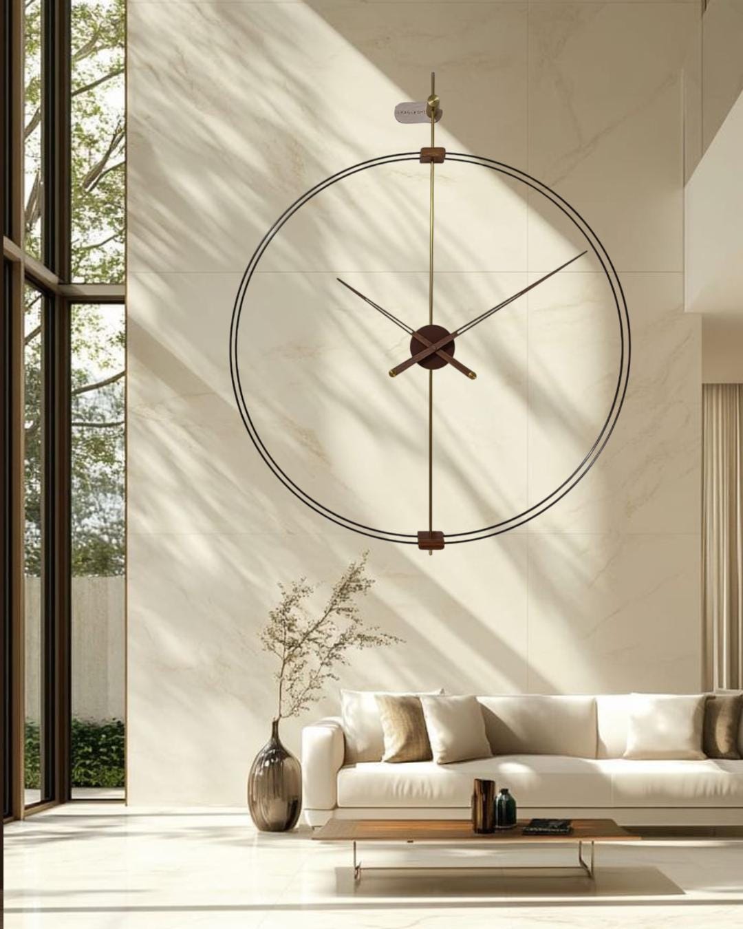 Oversized Black Metal Circle Wall Clock Modern Minimalist Decor Silent ...