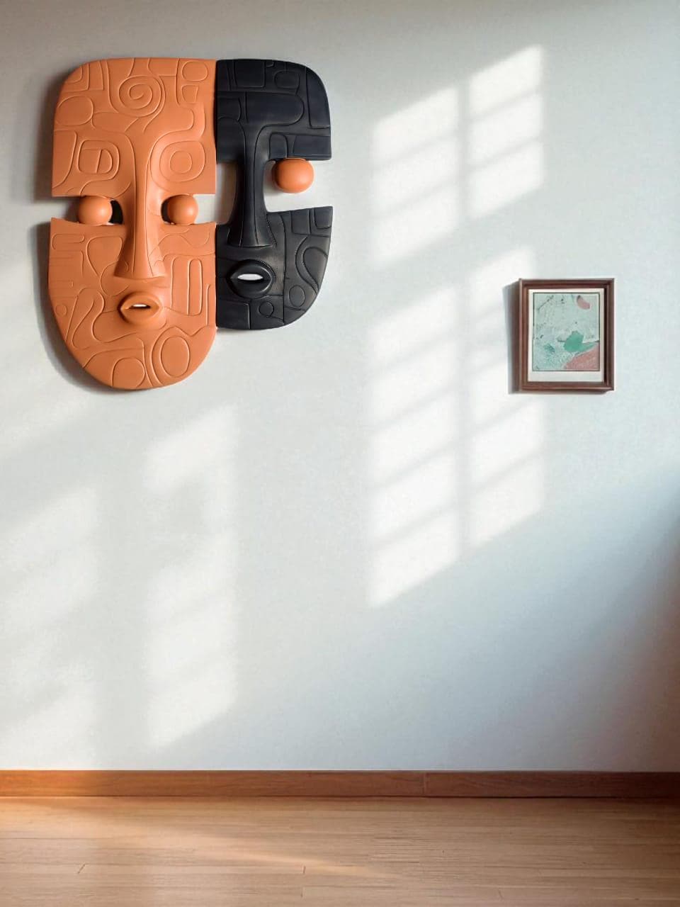 Mid Century Modern Wall Mounted Mask • Abstract Sculpture • Living Room ...