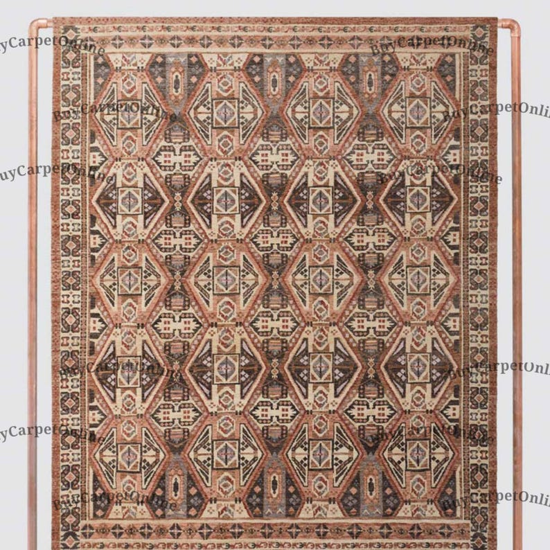 8x10 Danvi Rust Hand Knotted Area Rug Woolen for Living Room Rug ...