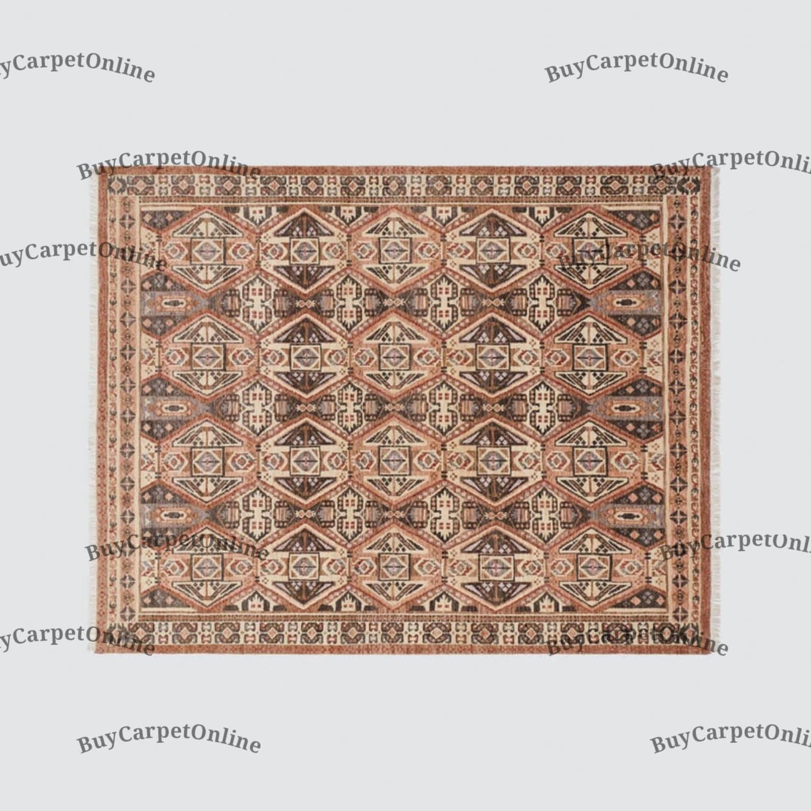 8x10 Danvi Rust Hand Knotted Area Rug Woolen for Living Room Rug ...