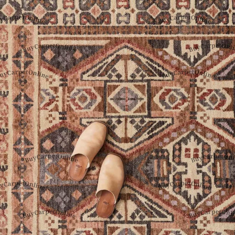 8x10 Danvi Rust Hand Knotted Area Rug Woolen for Living Room Rug ...