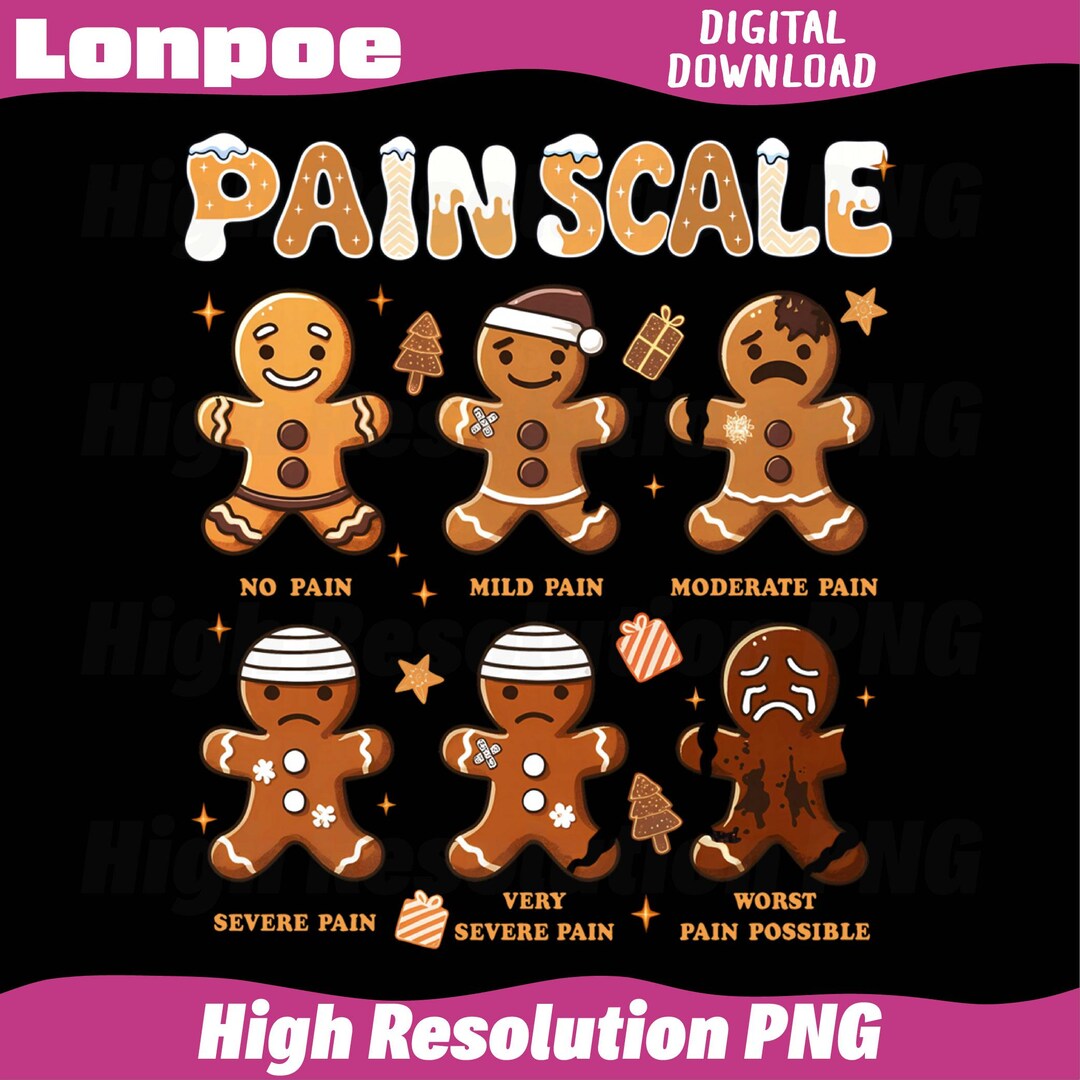 Pain Scale Funny Gingerbread Man Christmas Nurse Holiday Png, Pain ...