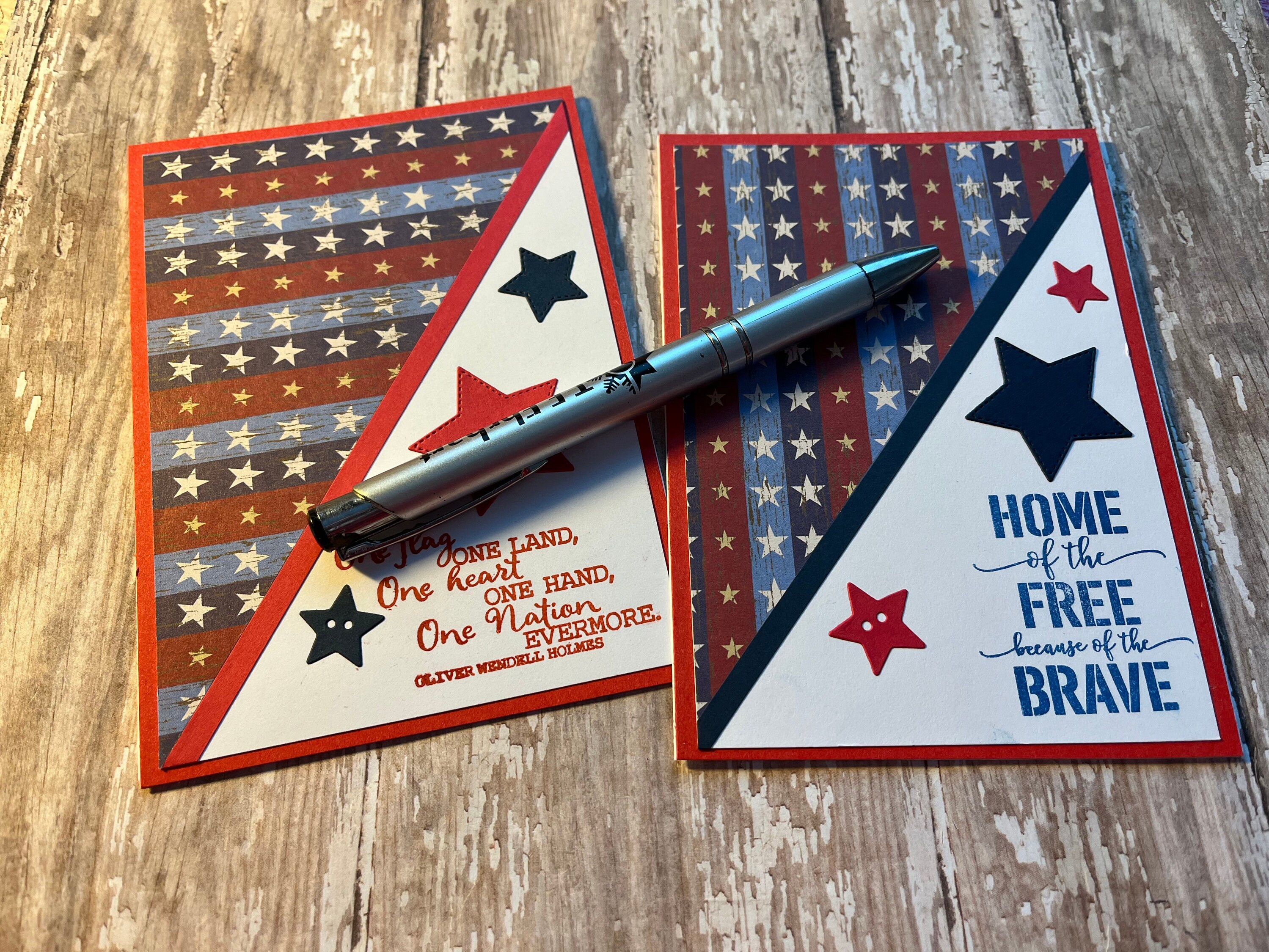 Patriotic, Handmade Set of 4 Greeting Cards. Memorial Day, 4th of July ...