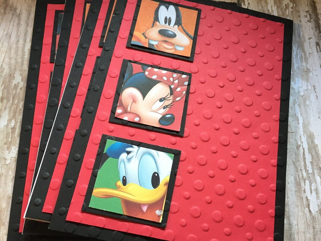 Mickey Mouse Greeting Cards. Handmade, Embossed, Blank Inside. Disney ...
