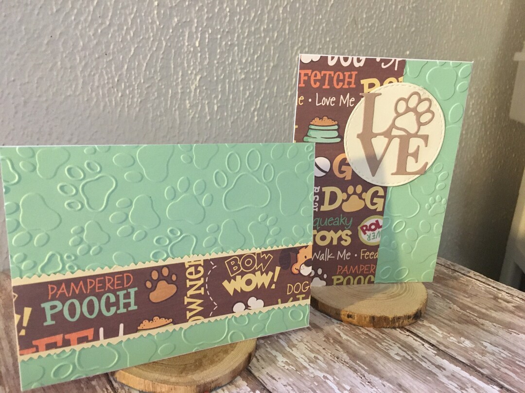 Embossed Dog Paw Print Notecards: Handmade 3D Card Set - Etsy