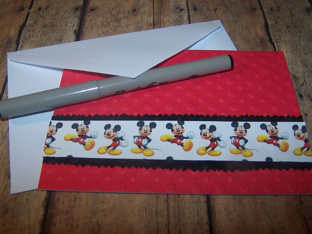 Mickey Mouse, Cards With Envelopes. Handmade Disney, Party Invites ...