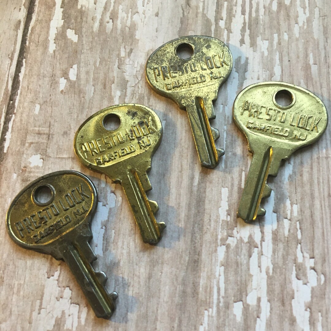 Vintage 1940's, Gold Presto Lock Keys From Garfield, New Jersey. Set of ...