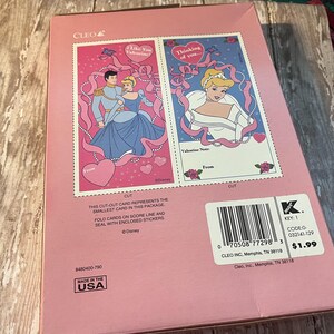 Vintage Cleo Disney Cinderella Box of 42 Valentines, and Stickers ...