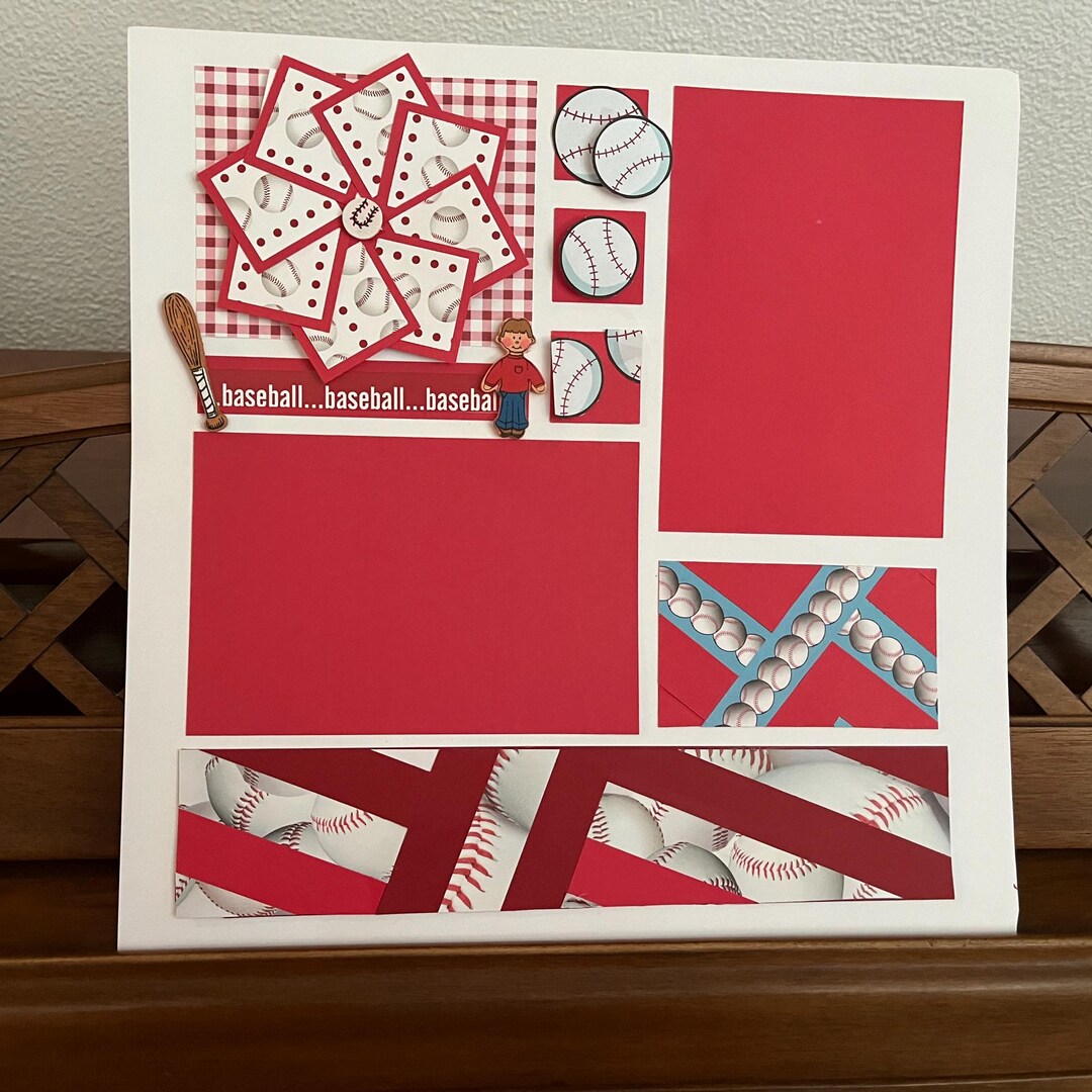 Scrapbook 1 Page Layout, Baseball Gift, 12 X 12 Premade Layout for ...