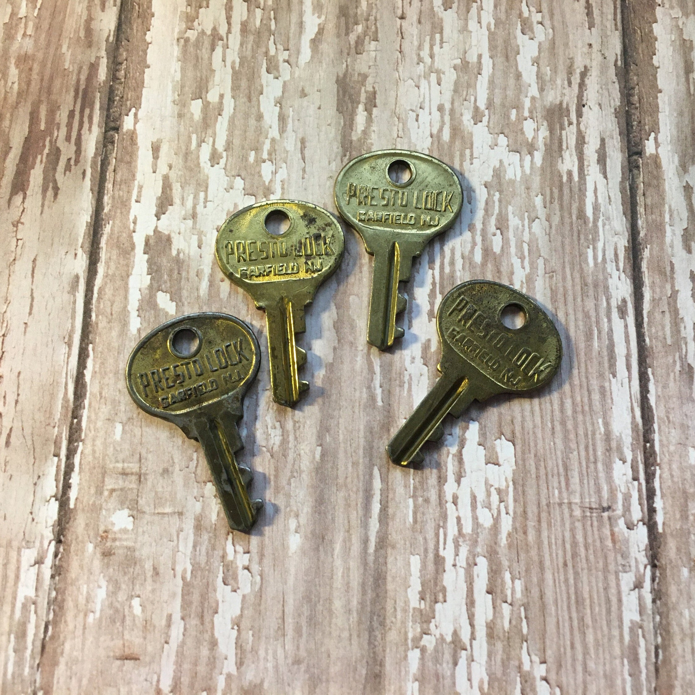 Vintage 1940's, Gold Presto Lock Keys From Garfield, New Jersey. Set of ...
