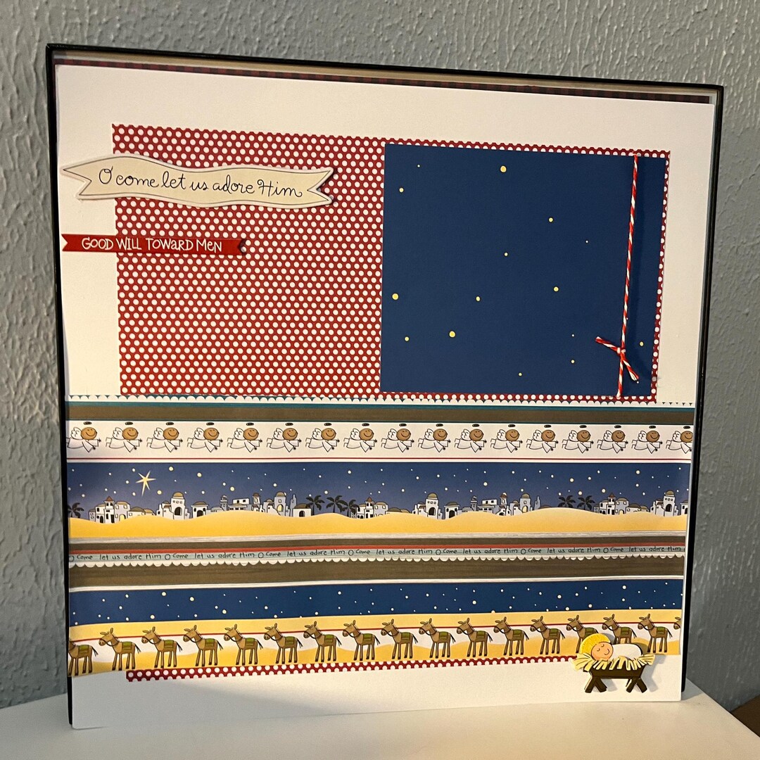 Christian Christmas Scrapbook Layout: Manger Scene Photo Mat (12x12) - Etsy