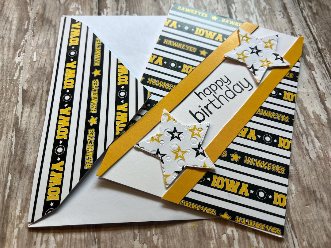 Iowa Hawkeyes Birthday Card: Handmade College Greetings - Etsy