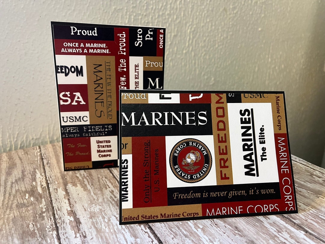 US Marines Note Cards: Handmade Veteran Stationery, Set of 3 or 6 - Etsy