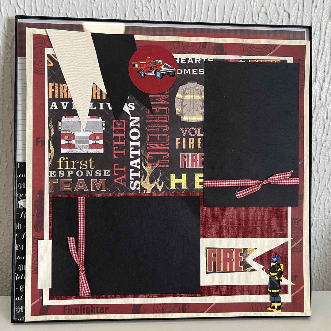 Fireman/first Responder 12 X 12 Premade Scrapbook Page. Fire Fighter ...