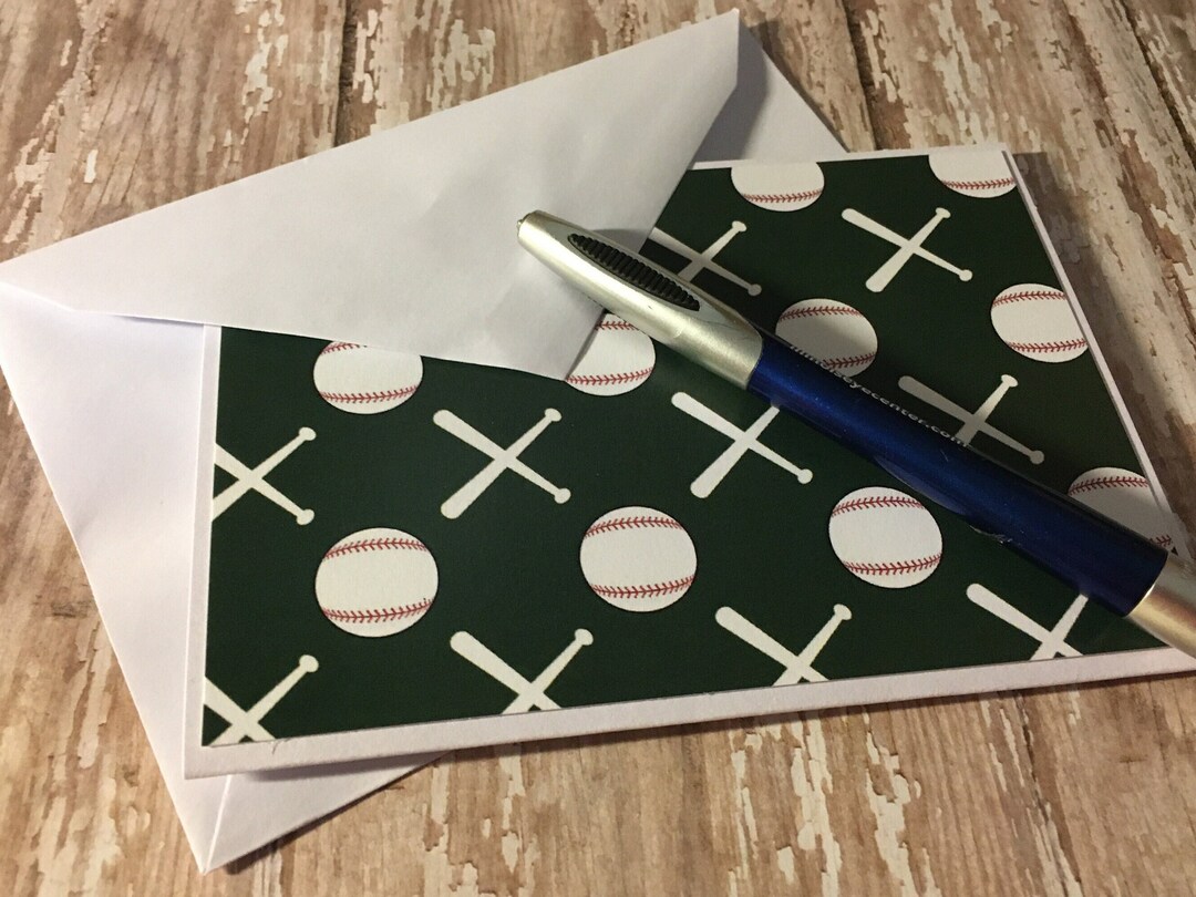 Handmade Baseball Themed Cards. Blank Inside Note Card Set. Baseball ...
