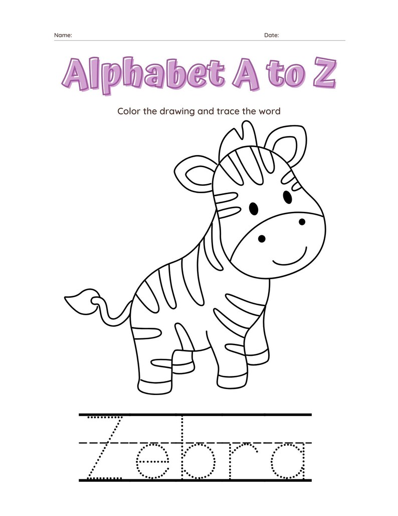 Animal ABC Coloring Pages: A-Z Alphabet Learning Activity (printable ...
