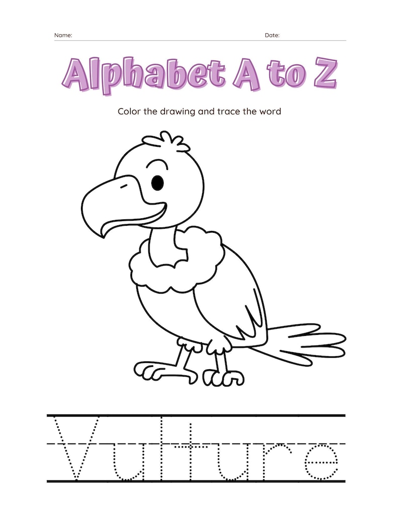 Animal ABC Coloring Pages: A-Z Alphabet Learning Activity (printable ...