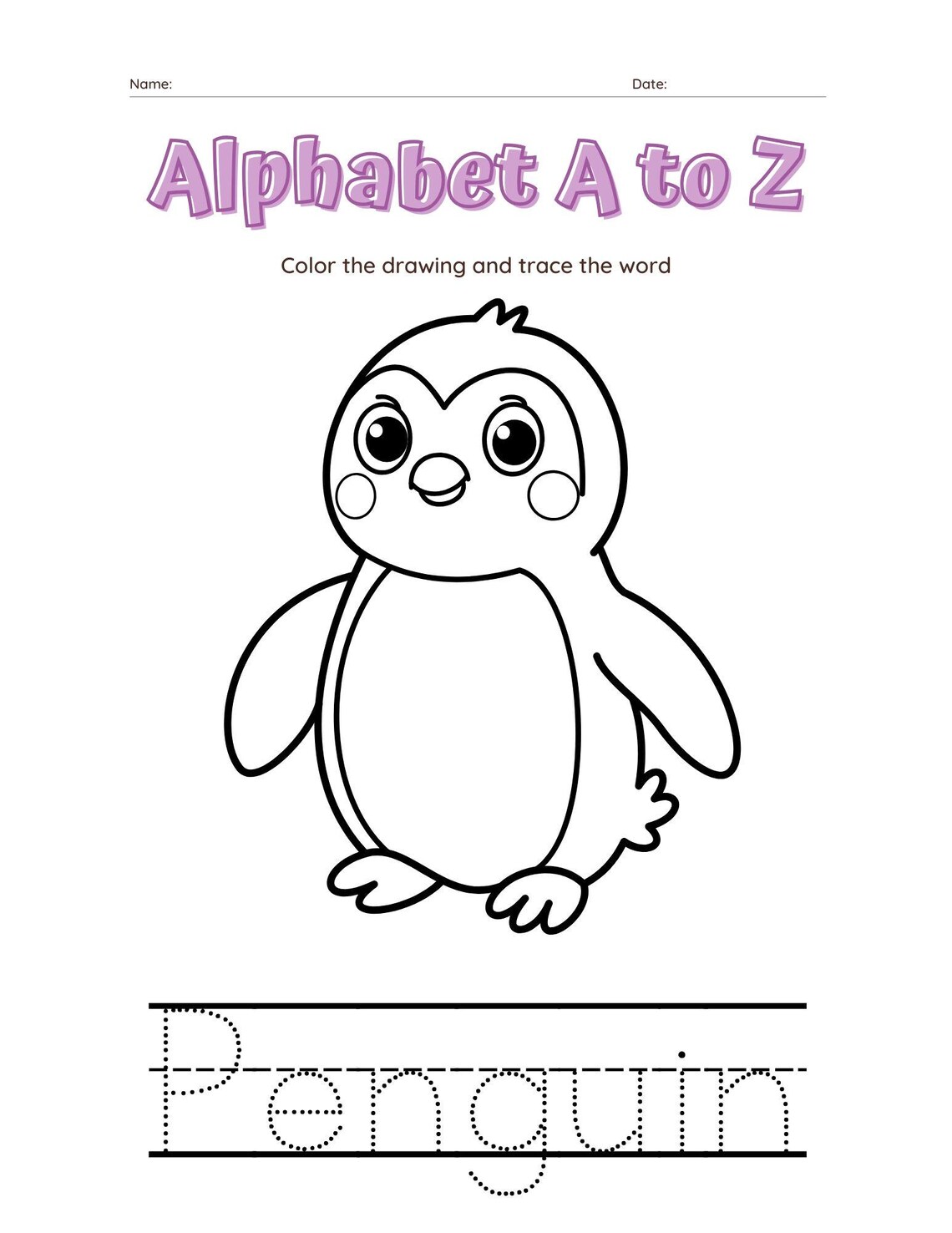 Animal ABC Coloring Pages: A-Z Alphabet Learning Activity (printable ...