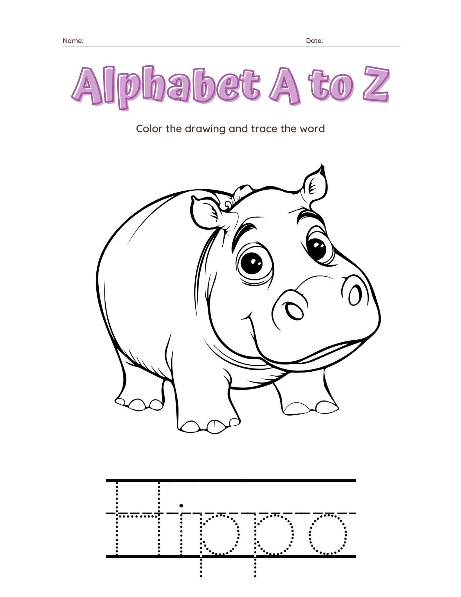 Animal ABC Coloring Pages: A-Z Alphabet Learning Activity (printable ...