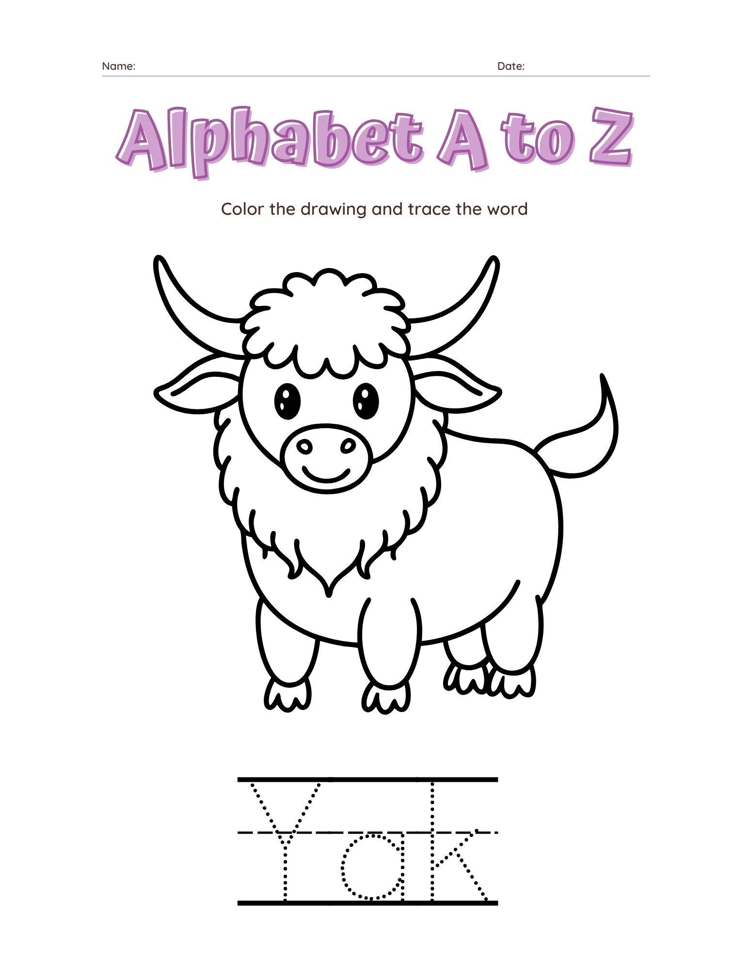 Animal ABC Coloring Pages: A-Z Alphabet Learning Activity (printable ...