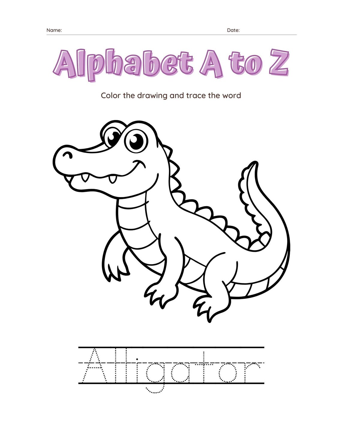 Animal ABC Coloring Pages: A-Z Alphabet Learning Activity (printable ...