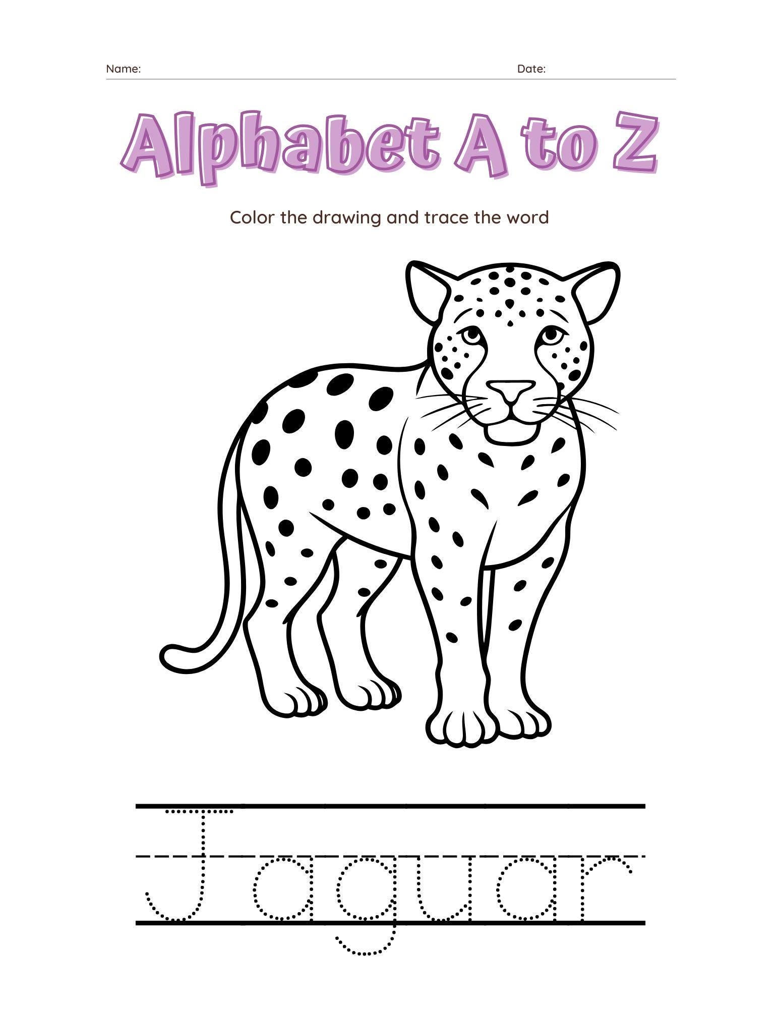 Animal ABC Coloring Pages: A-Z Alphabet Learning Activity (printable ...