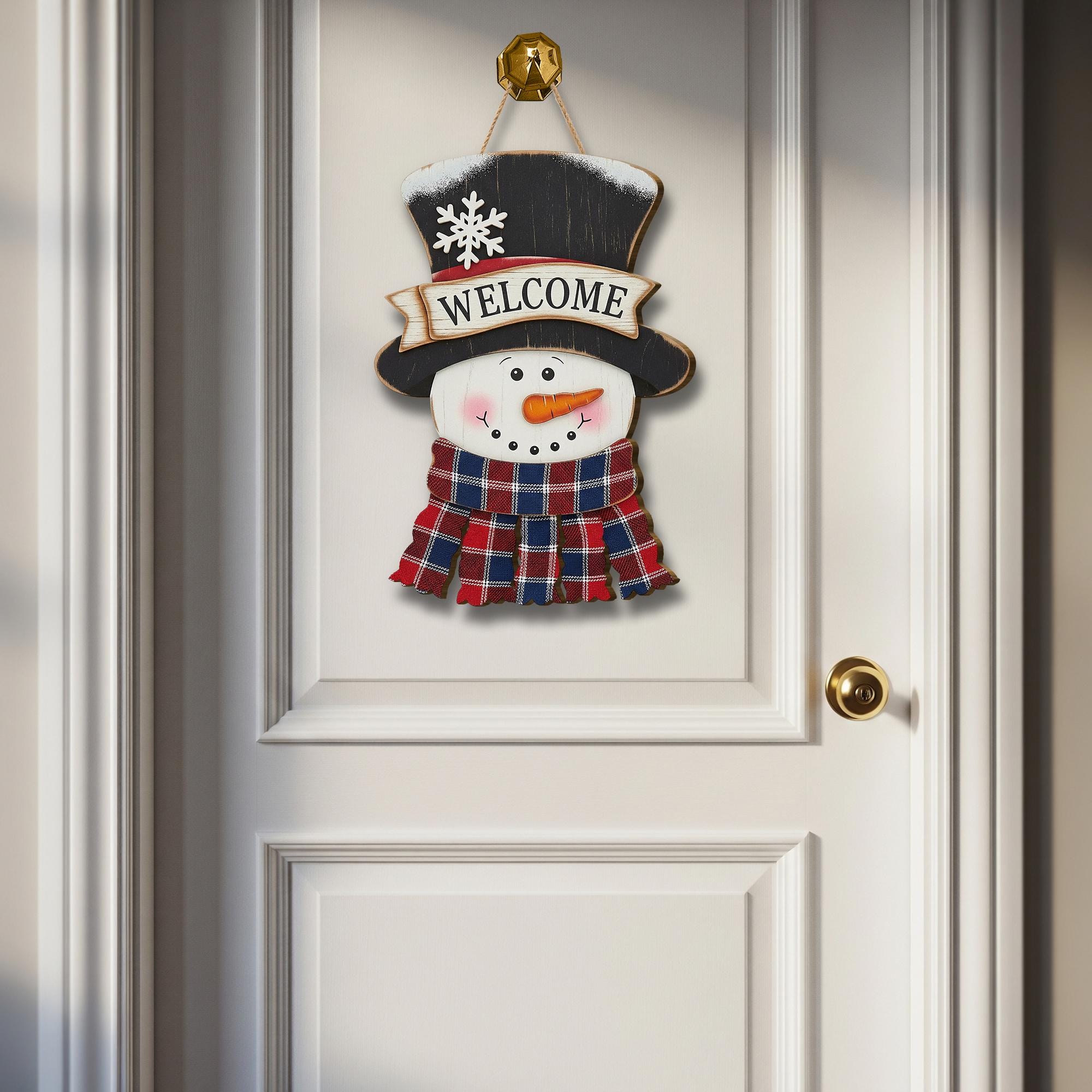 Snowman Welcome Door Sign: Rustic Winter Porch Decor - Etsy