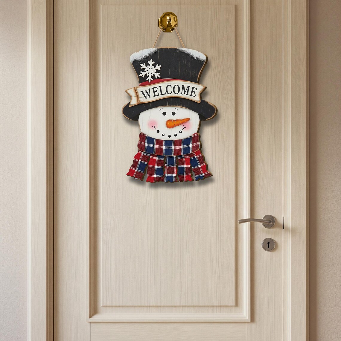 Snowman Welcome Door Sign: Rustic Winter Porch Decor - Etsy