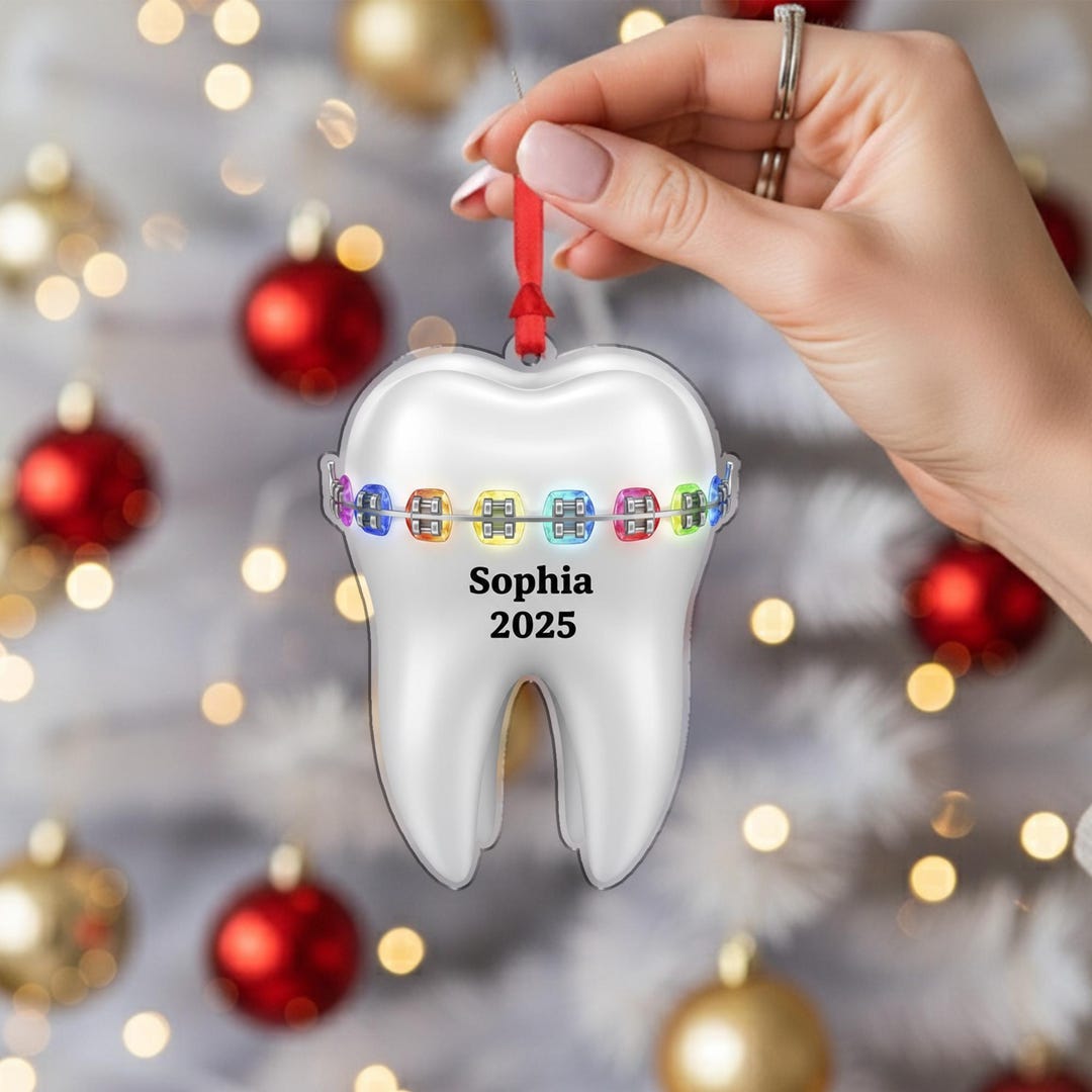 Personalized Acrylic Tooth Ornament: Braces Design, Dentist Gift - Etsy