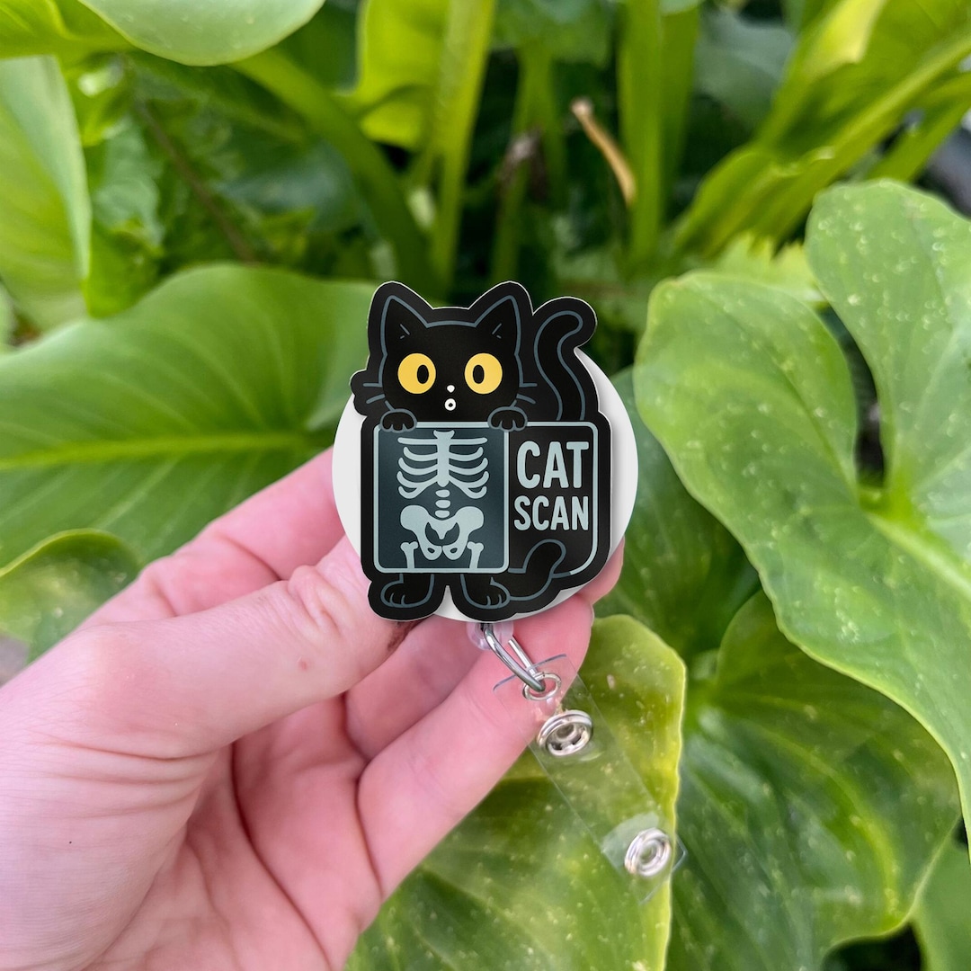 Funny Black Cat Scan Badge Reel: Retractable X-ray ID Holder - Etsy