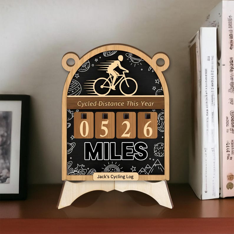 Personalized Hiking Cycling Log Tracker Sign: Bike Mileage Counter ...