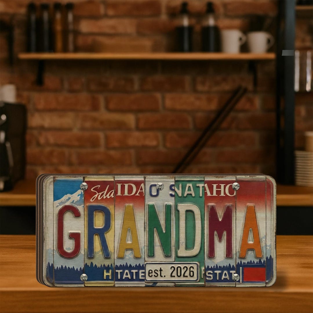 Personalized License Plate Wooden Block Family Name Vintage Home Decor ...