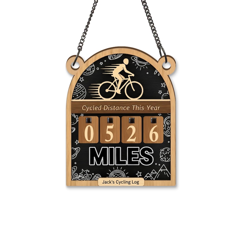 Personalized Hiking Cycling Log Tracker Sign: Bike Mileage Counter ...