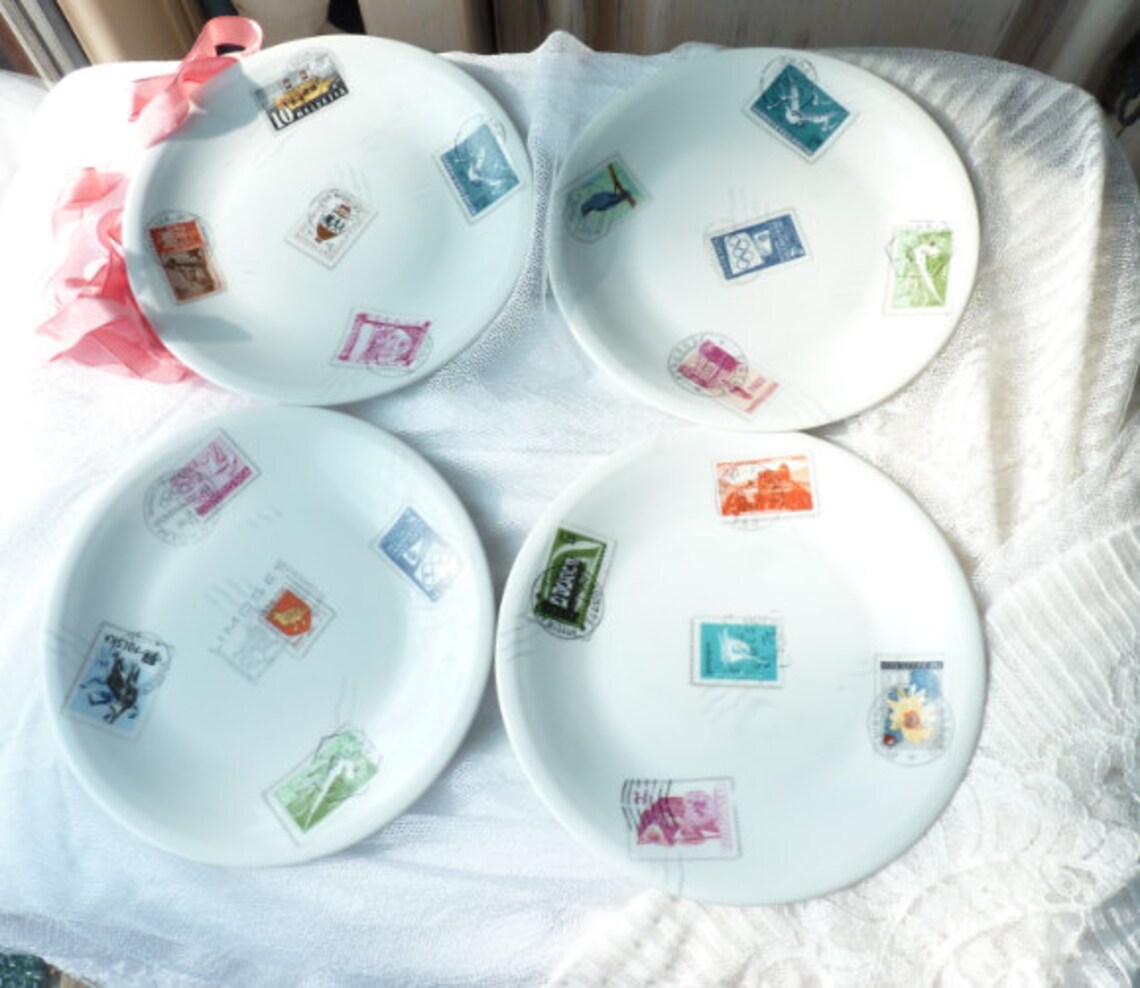 Set of 4 Limoges Porcelain Singer Dessert Plates Stamps - Etsy