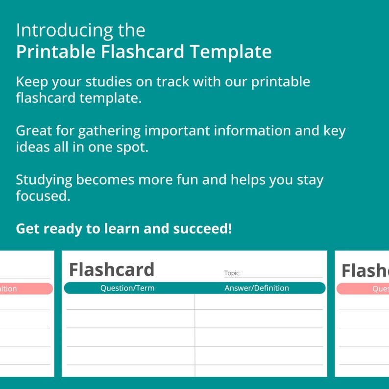 Flashcard Printable Template for Education | Study Cards | Question ...