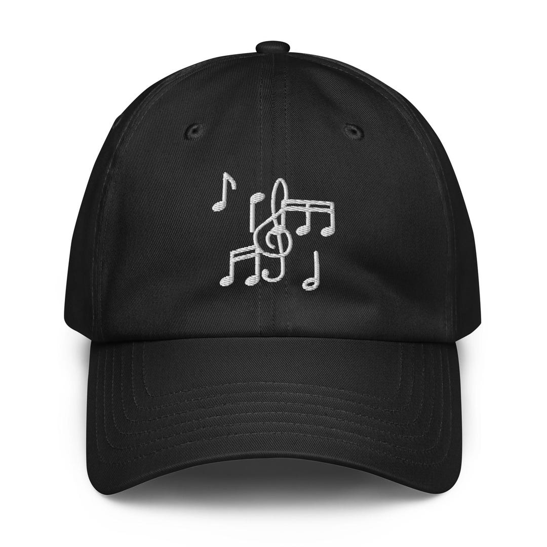 Music Notes Hat, Black Baseball Cap With Musical Design, Perfect Gift ...