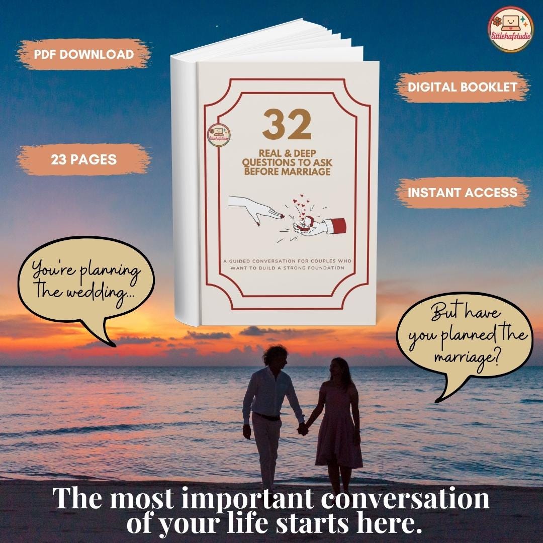 32 Questions to Ask Before Marriage PDF | Couples Relationship Workbook ...