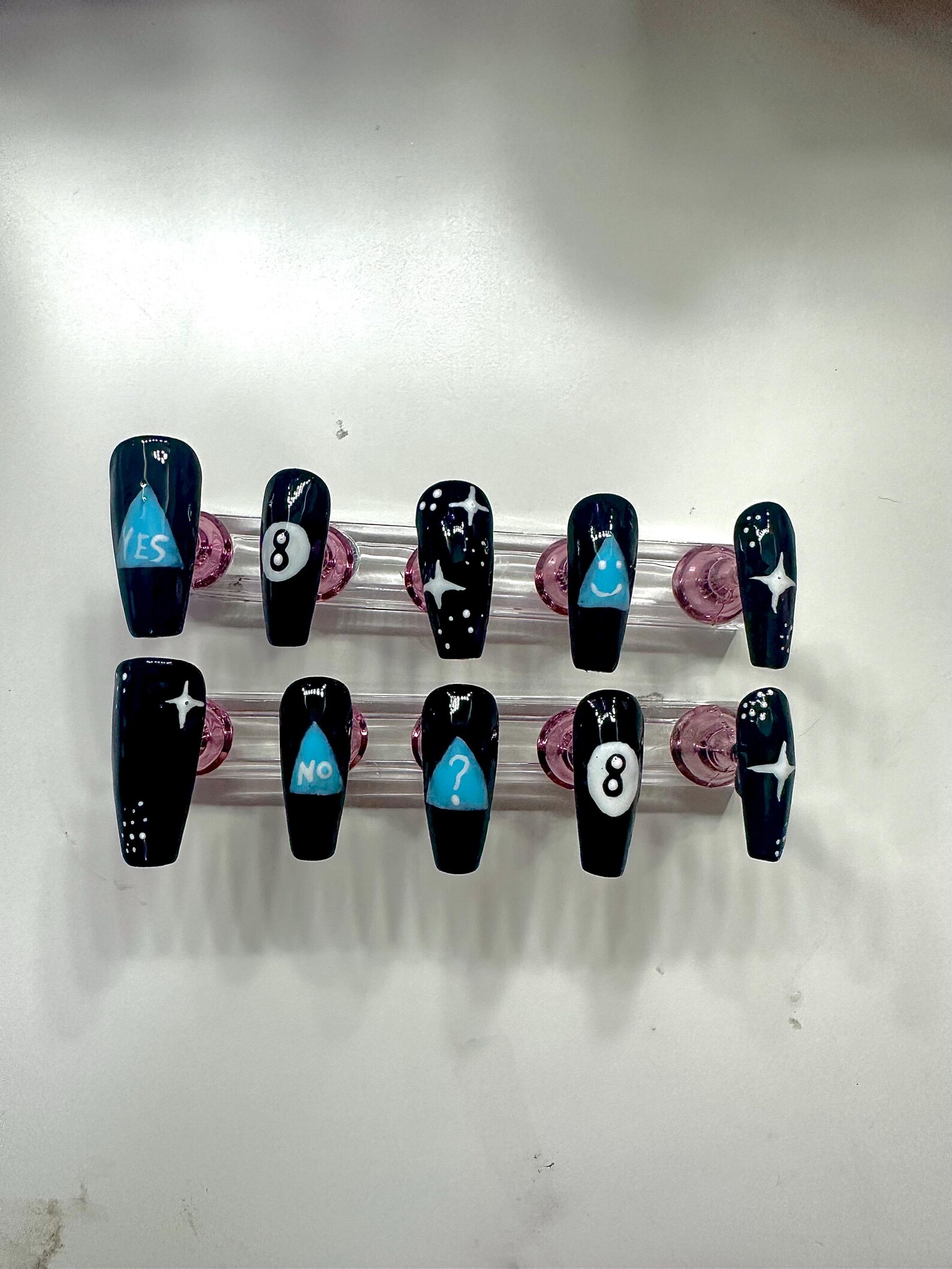 Magic 8 Ball Press on Nail Set Custom Nails Blue and Black Long Hand ...