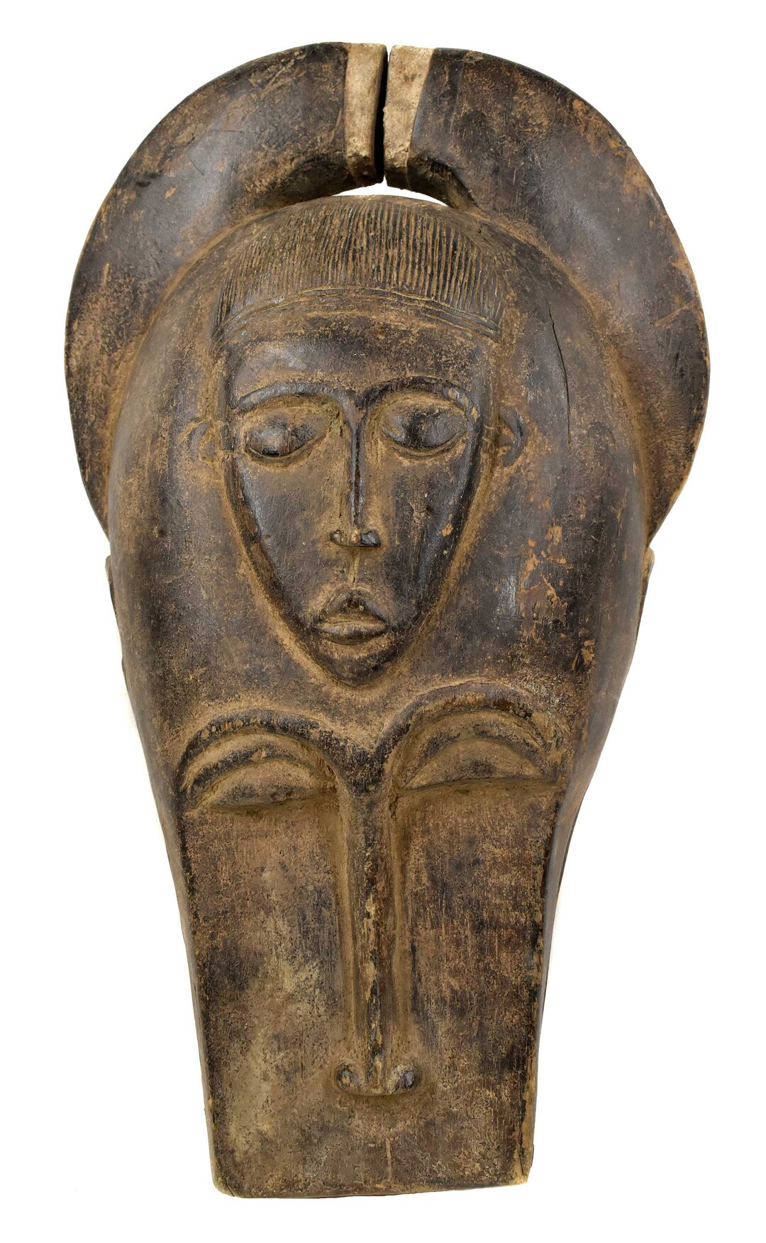 Baule Portrait Mask Horns Kpan Mblo Côte D'ivoire - Etsy