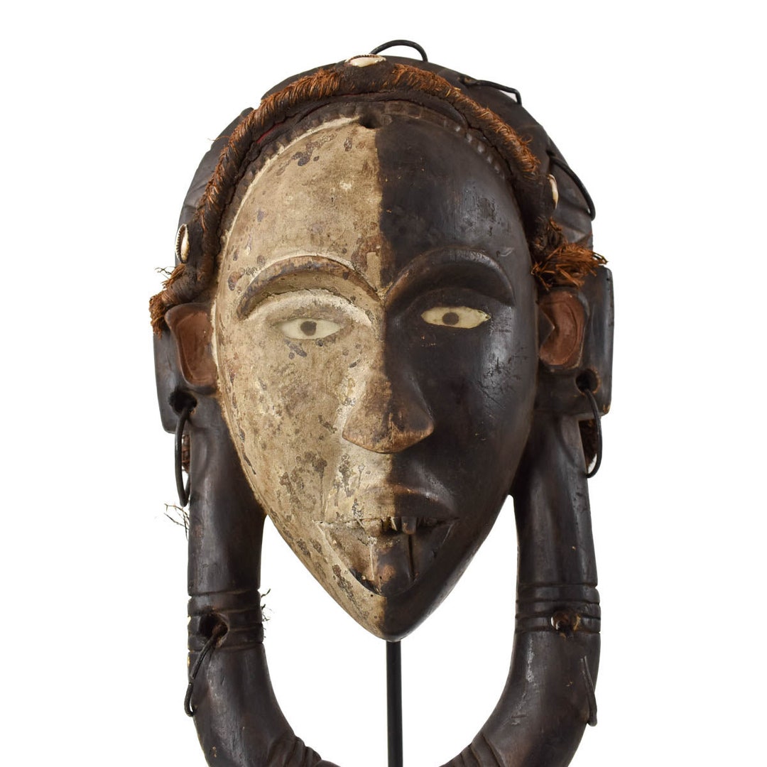 Bakongo Painted Villi Mask on Custom Stand Congo - Etsy