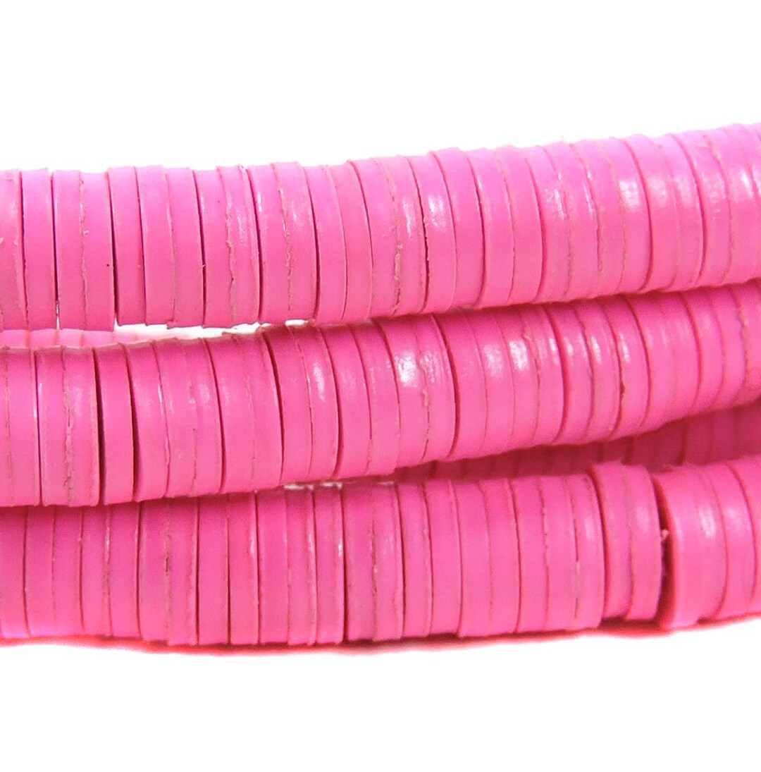 Pink Vulcanite vinyl Heishi Trade Beads 128649 - Etsy