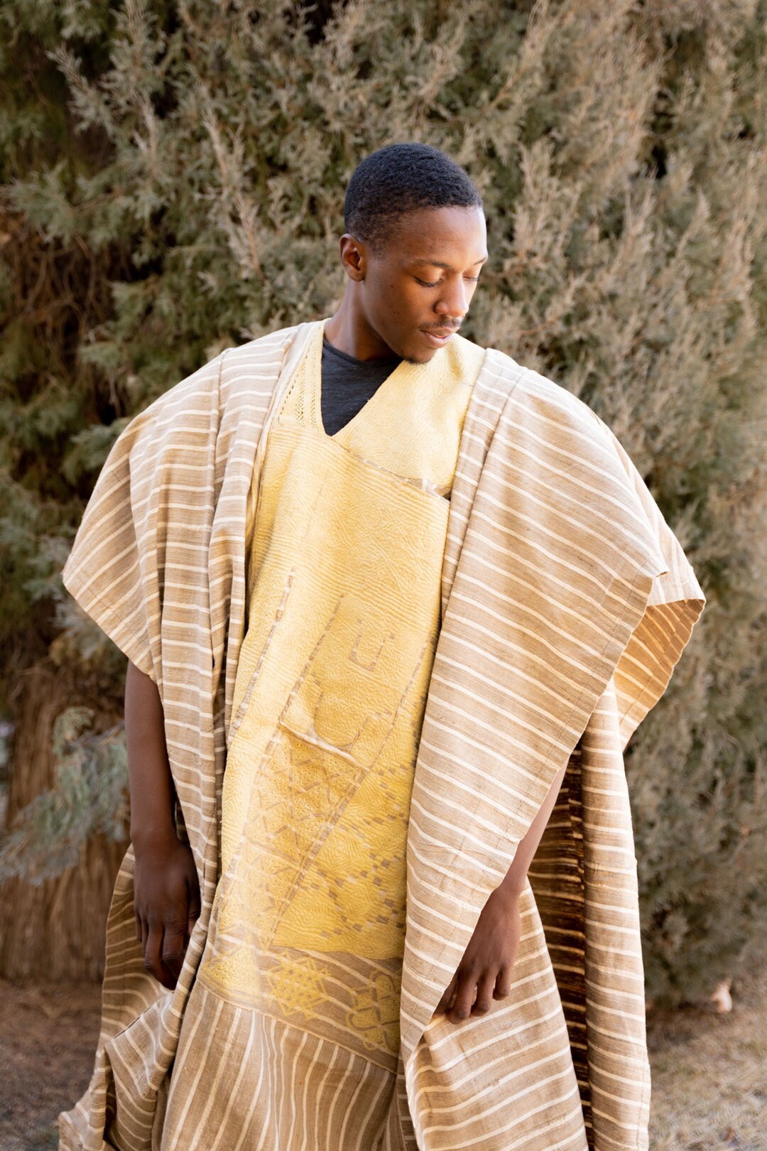 Hausa Beige Embroidered Boubou Shirt Nigeria - Etsy