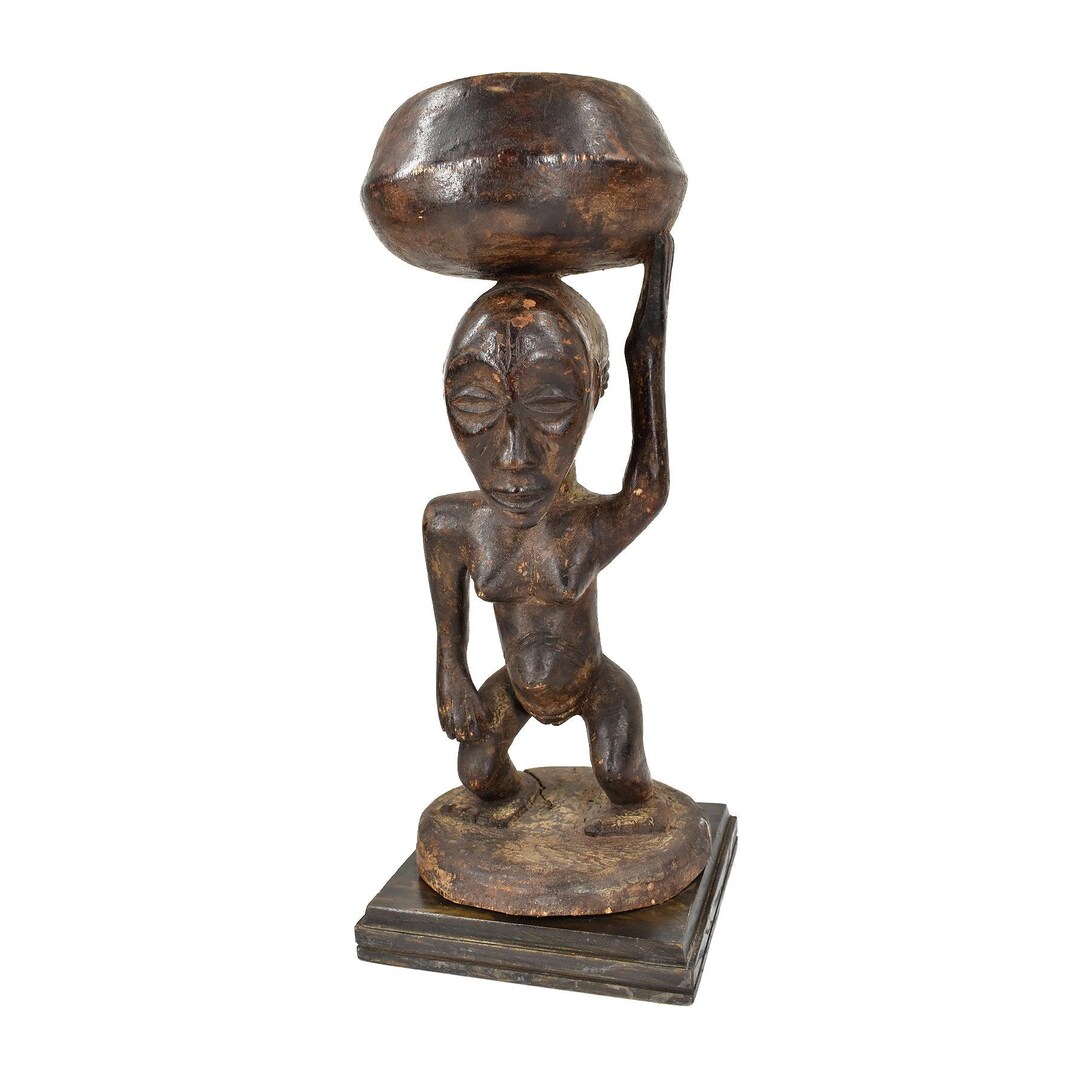 Luba Female Bowl Bearer Wood Figure With Custom Base Congo - Etsy
