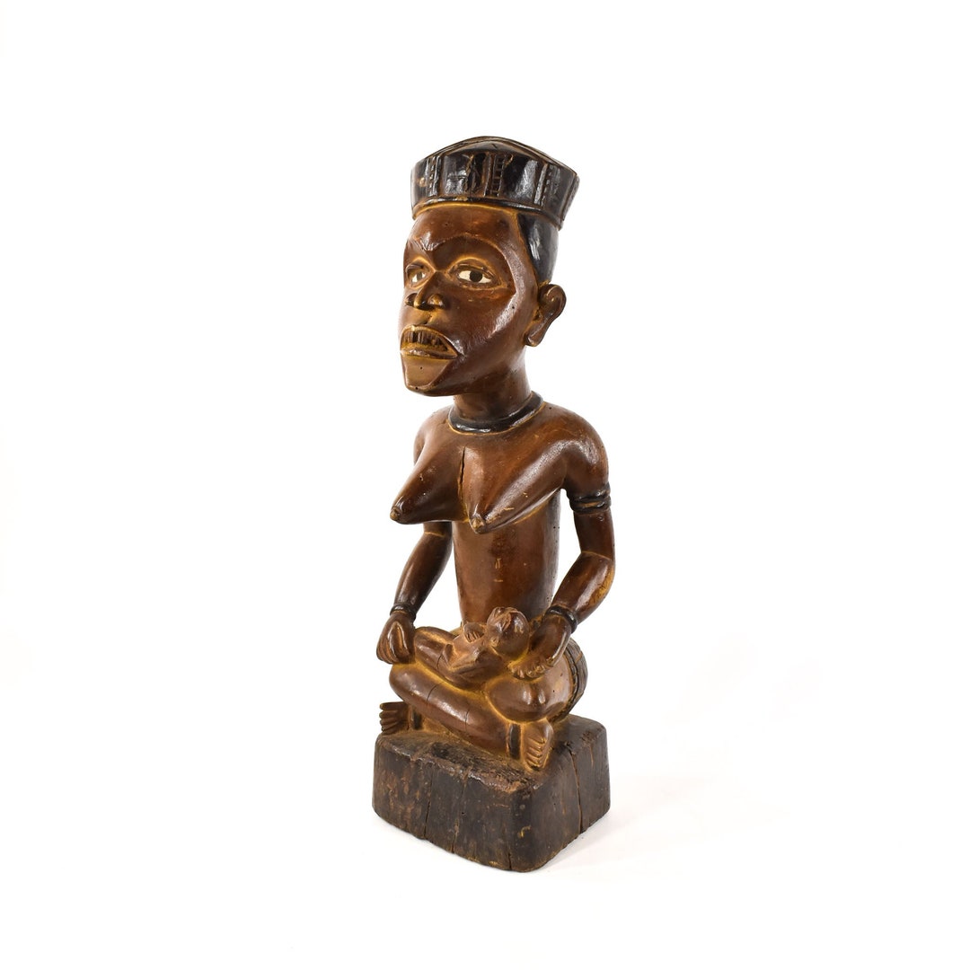 Kongo Female Seated Figure With Child Congo - Etsy
