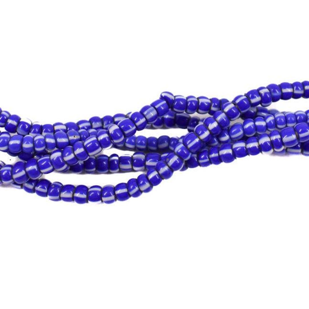 Baule Tamba Royal Blue Striped Seed Bead Necklace - Etsy