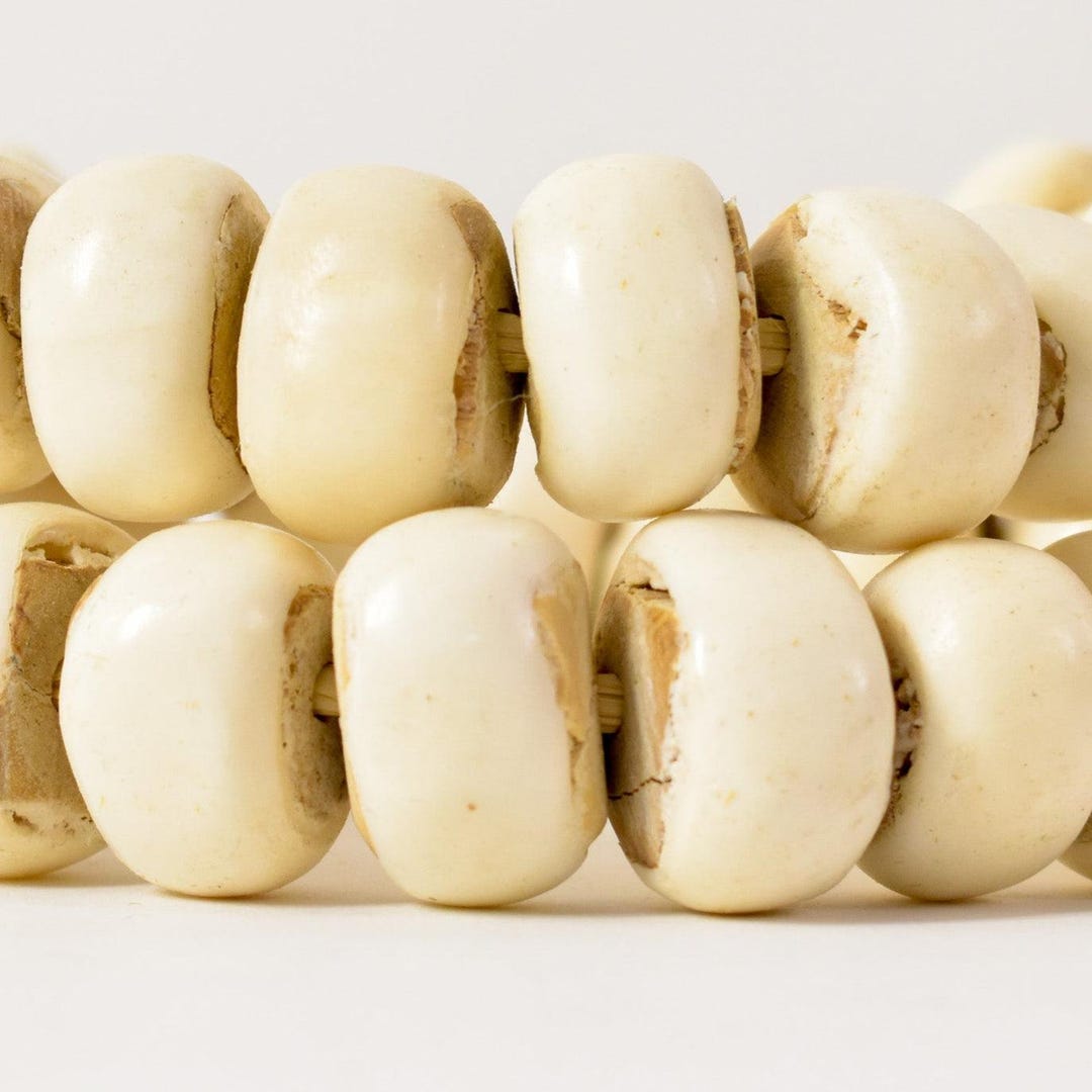 Carved Bone Beads White With Wood Core Nigeria - Etsy